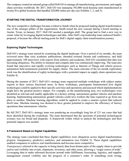 Solved For the following case of DELL : Roadmap of a Digital | Chegg.com