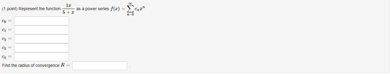 Solved 10 (1 point) Represent the function as a power series | Chegg.com
