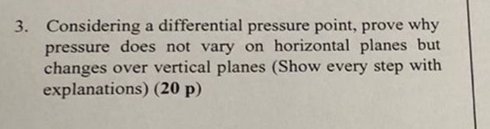 Solved 3. ﻿Considering a differential pressure point, prove | Chegg.com