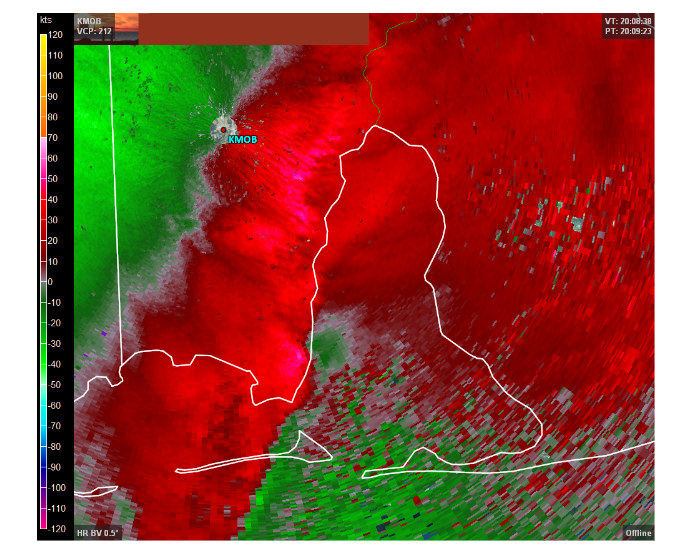 Solved 27. In the radial Velocity display, the area of | Chegg.com