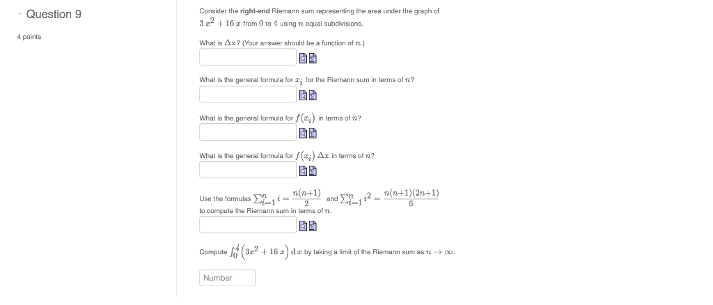 Solved Consider the right-end Riemann sum representing the | Chegg.com