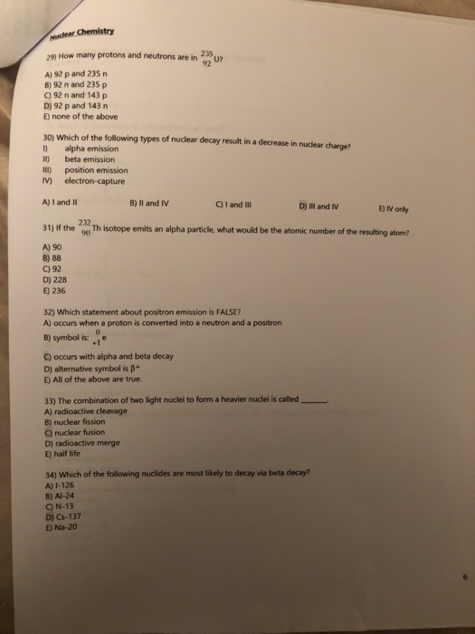 Solved How many protons and neutrons are in U 92 A) 92 p and | Chegg.com