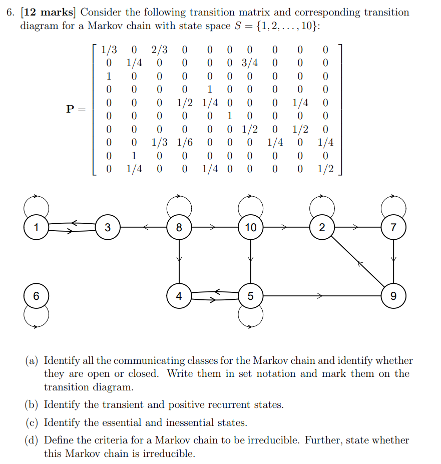 Solved 6. (12 marks] Consider the following transition | Chegg.com