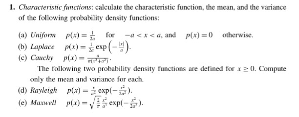 Solved Characteristic functions: calculate the | Chegg.com