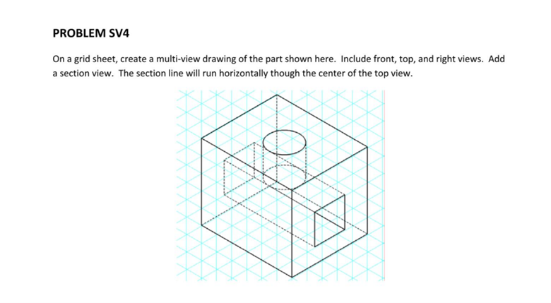 Solved PROBLEM SV4 On a grid sheet, create a multi-view | Chegg.com