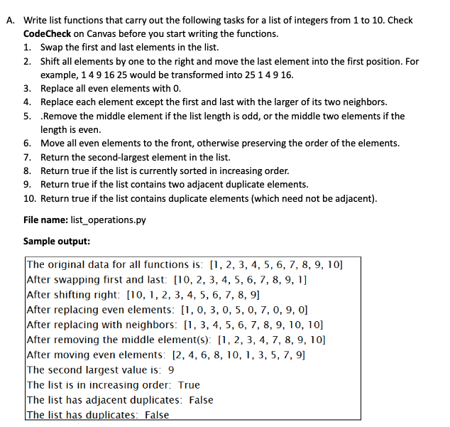 Solved Write list functions that carry out the following | Chegg.com