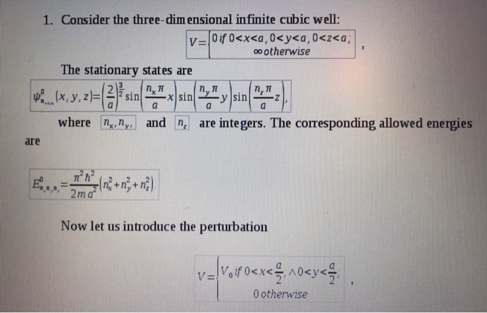 Solved 1. Consider the three-dimensional infinite cubic | Chegg.com