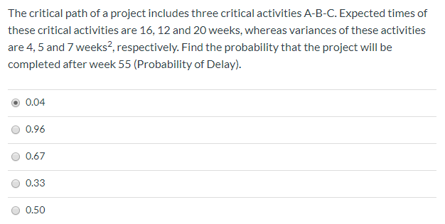 Solved The critical path of a project includes three | Chegg.com