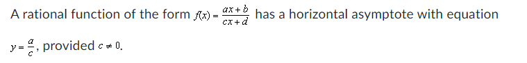 Solved A rational function of the form f(x)=ax+bcx+d ﻿has a | Chegg.com