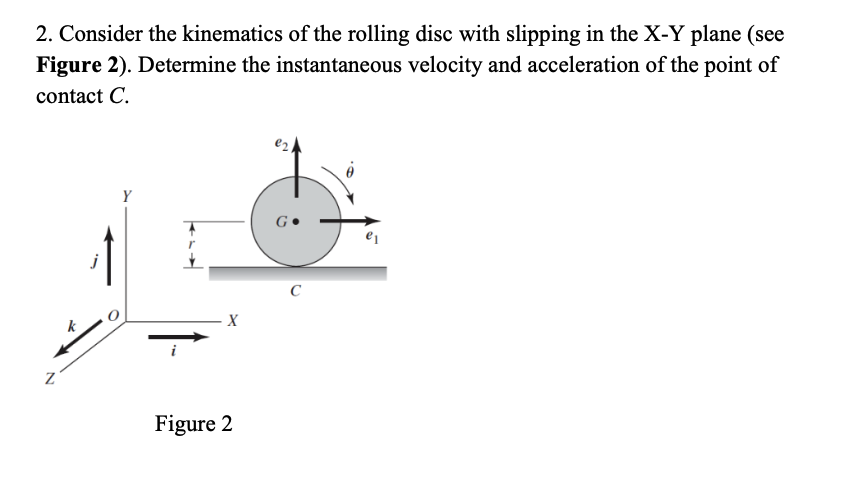 Solved 2. Consider the kinematics of the rolling disc with | Chegg.com