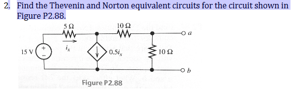 Solved .Find the Thevenin and Norton equivalent circuits for | Chegg.com