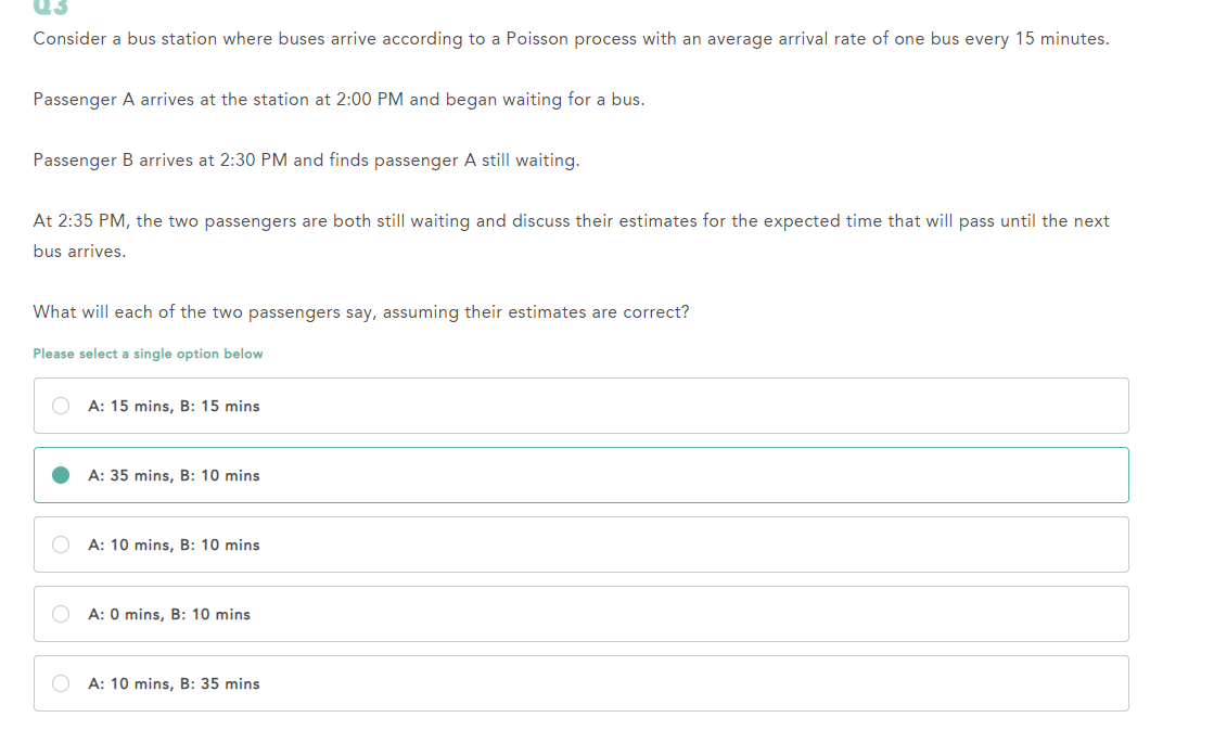 Solved Consider a bus station where buses arrive according | Chegg.com