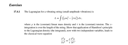 Solved Exercises 17.4.1 The Lagrangian for a vibrating | Chegg.com