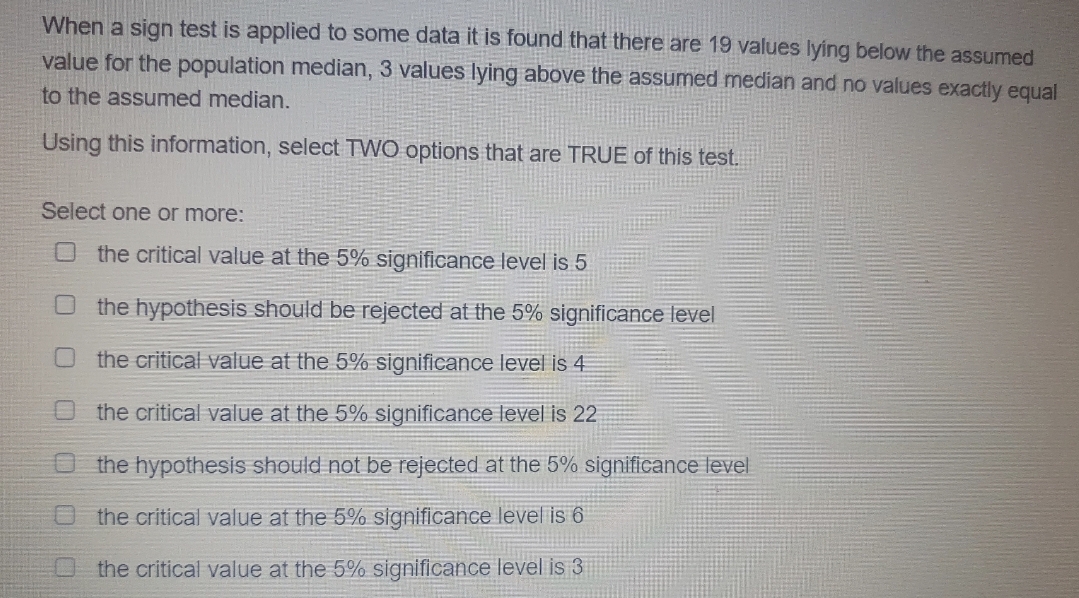 Solved When a sign test is applied to some data it is found | Chegg.com