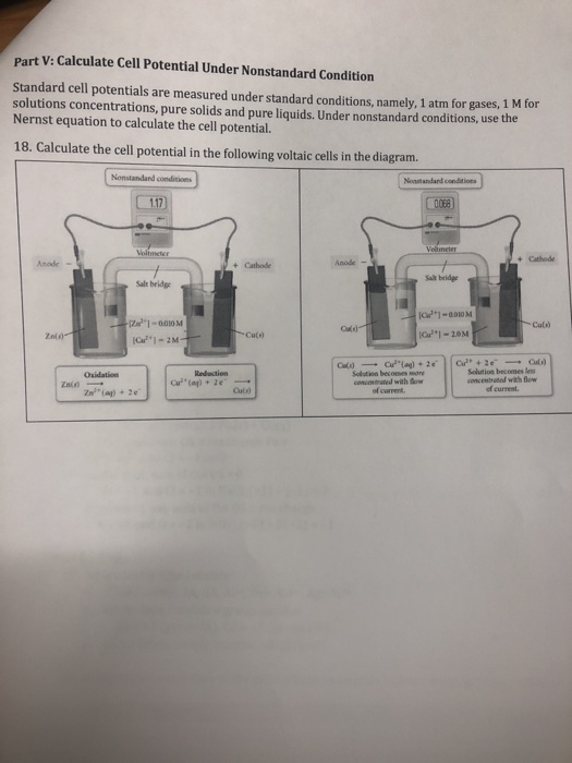 Solved Calculate The Cell Potential In The Following Voltaic