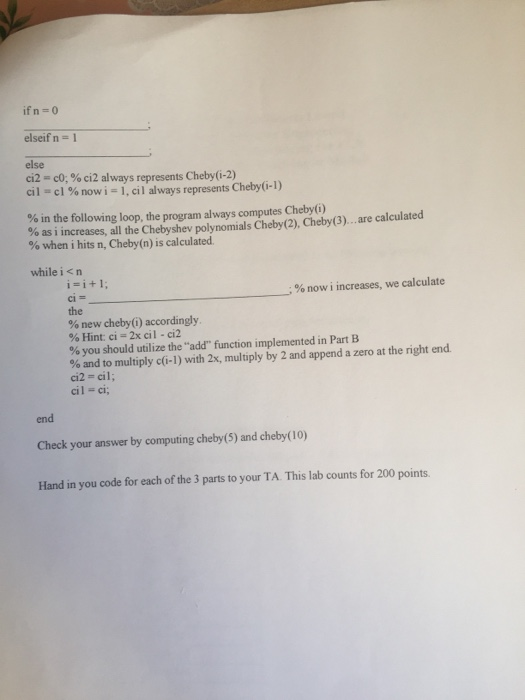 Solved Part C Chebyshev Polynomials Chebyshev Polynomials