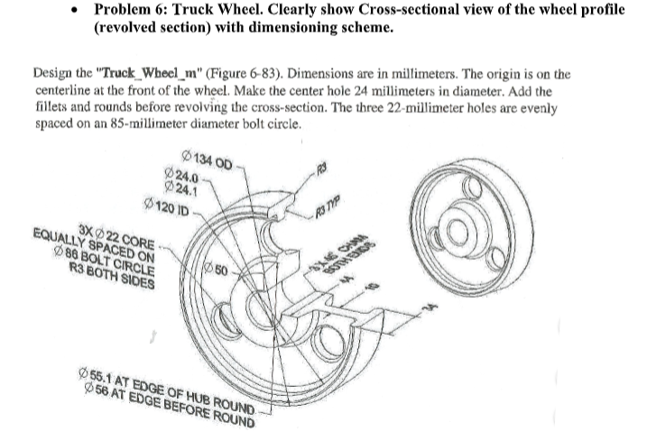 Solved Problem 6: Truck Wheel. Clearly show Cross-sectional | Chegg.com