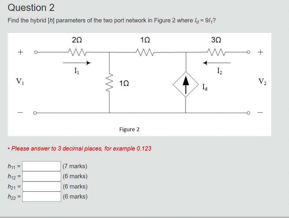 Solved Find the hybrid h ﻿parameters of ﻿the two port | Chegg.com