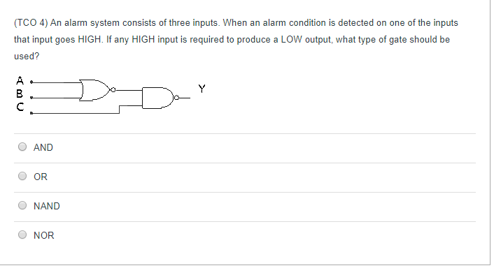 Solved (TCO 4) An alarm system consists of three inputs. | Chegg.com