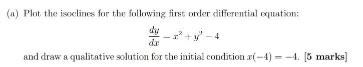 Solved a) Plot the isoclines for the following first order | Chegg.com