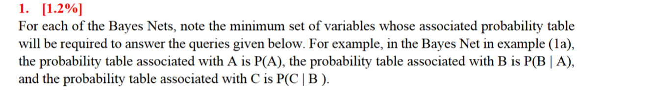 1. [1.2%] For each of the Bayes Nets, note the | Chegg.com
