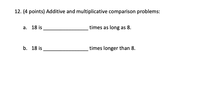 Solved (4 ﻿points) ﻿Additive and multiplicative comparison | Chegg.com