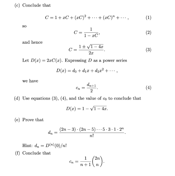 Solved 4. Generating functions provide an interesting way to | Chegg.com