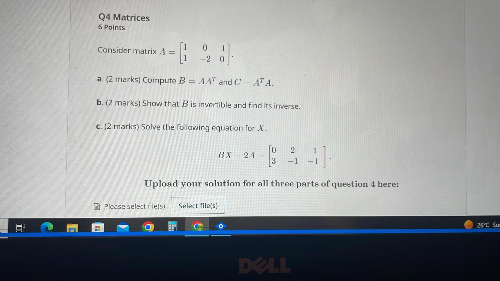Solved Consider matrix A=[110−210] a. (2 marks) Compute | Chegg.com