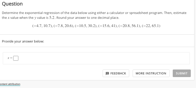 Solved Question Determine The Exponential Regression Of The