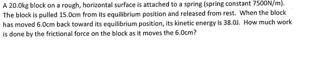 Solved 7500N/m). A 20.0kg block on a rough, horizontal | Chegg.com