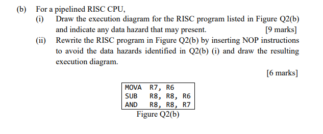 Solved B For A Pipelined Risc Cpu I Draw The Execution 