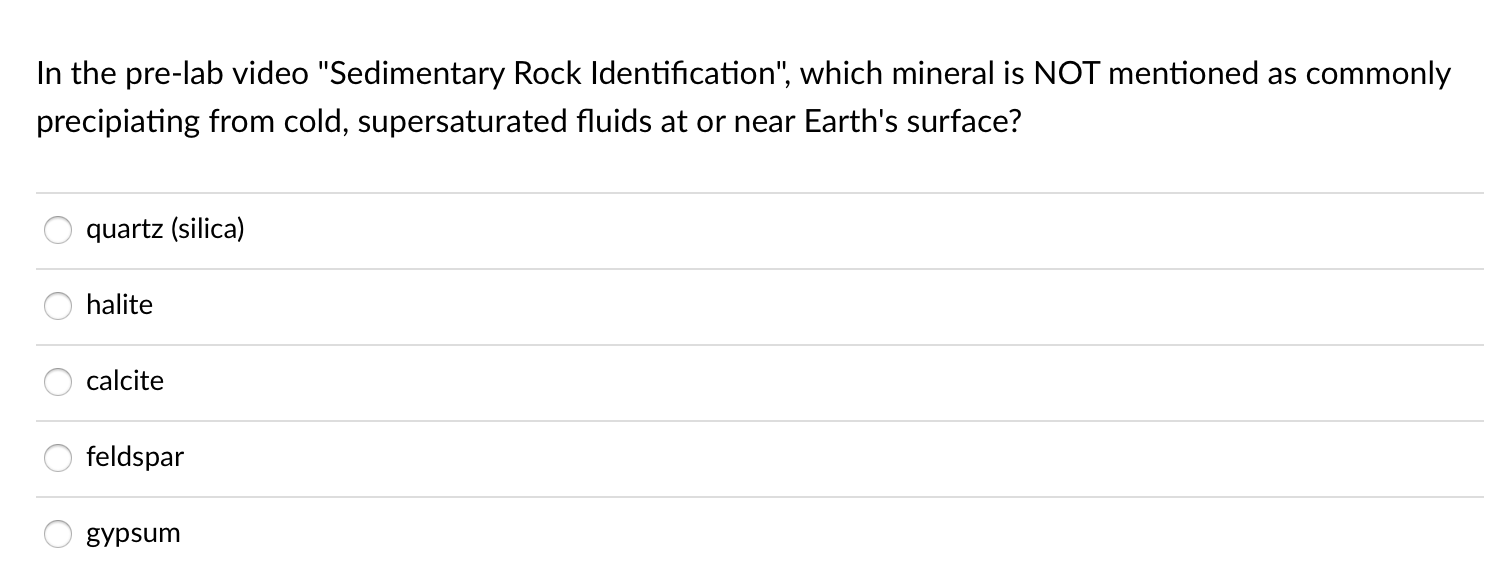 Solved In the pre-lab video "Sedimentary Rock | Chegg.com