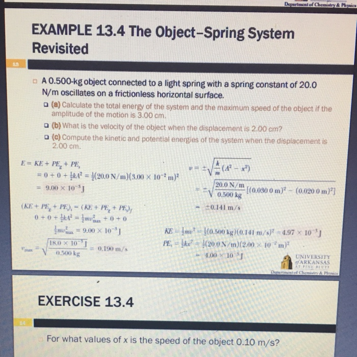 Solved EXAMPLE 13.4 The Object-Spring System Revisited A | Chegg.com