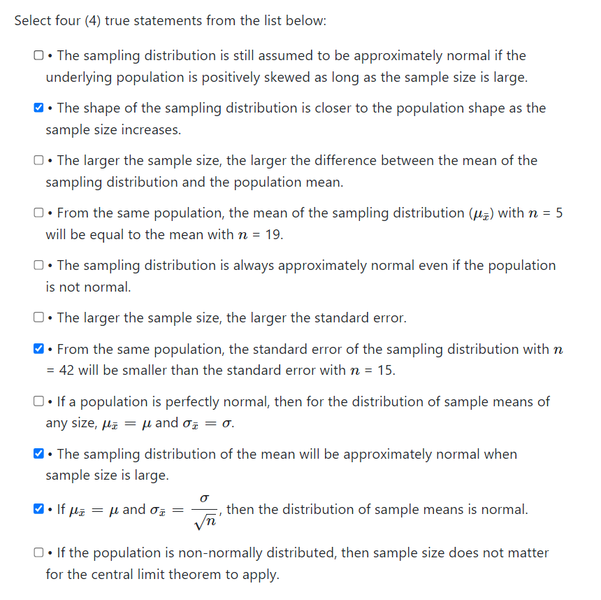 Solved Select four (4) ﻿true statements from the list | Chegg.com