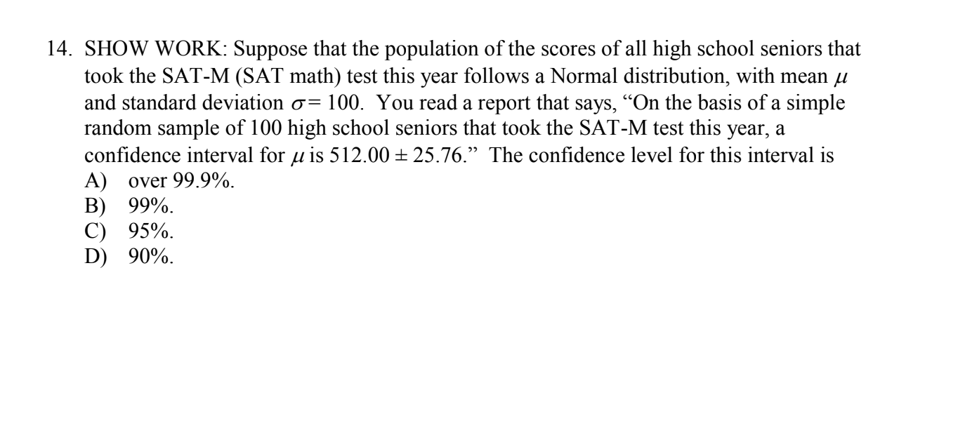 Solved 14. SHOW WORK: Suppose that the population of the | Chegg.com
