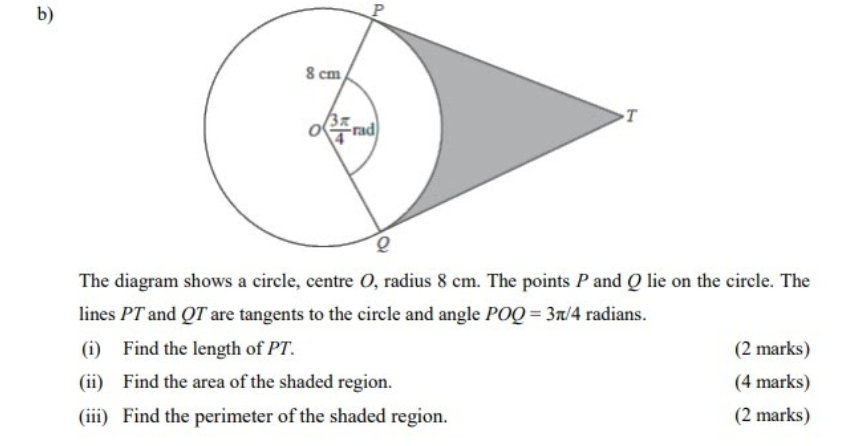 Solved b) 8 cm T e The diagram shows a circle, centre 0, | Chegg.com
