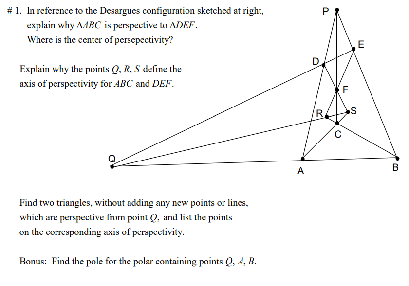 Solved P #1. In reference to the Desargues configuration | Chegg.com