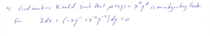Solved 4. Find numbers Kandd such that u ex,y) = x "ye is an | Chegg.com