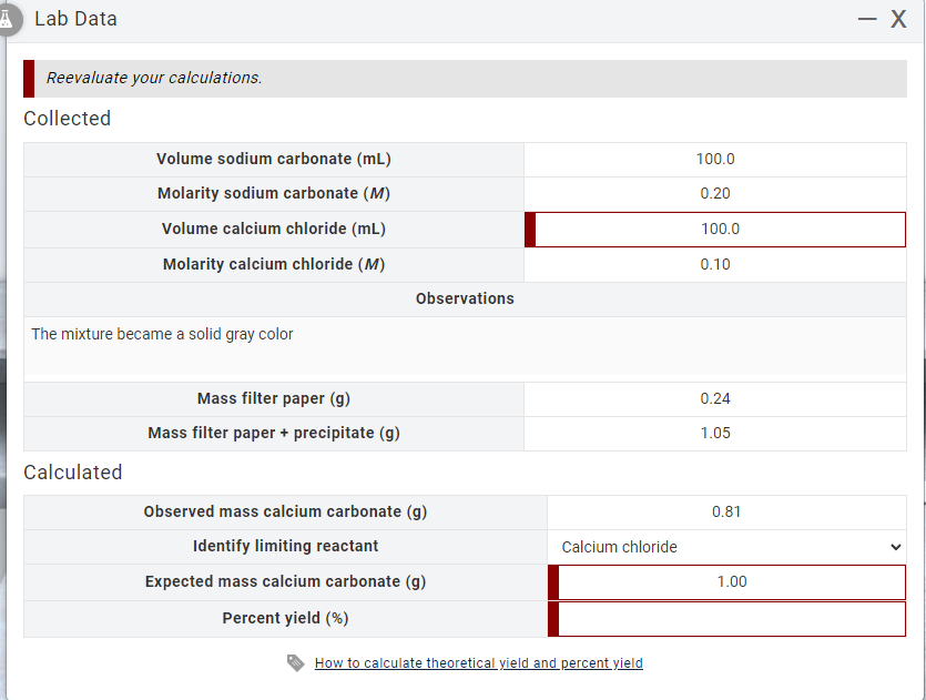 Solved (i) ﻿Lab DataReevaluate your | Chegg.com