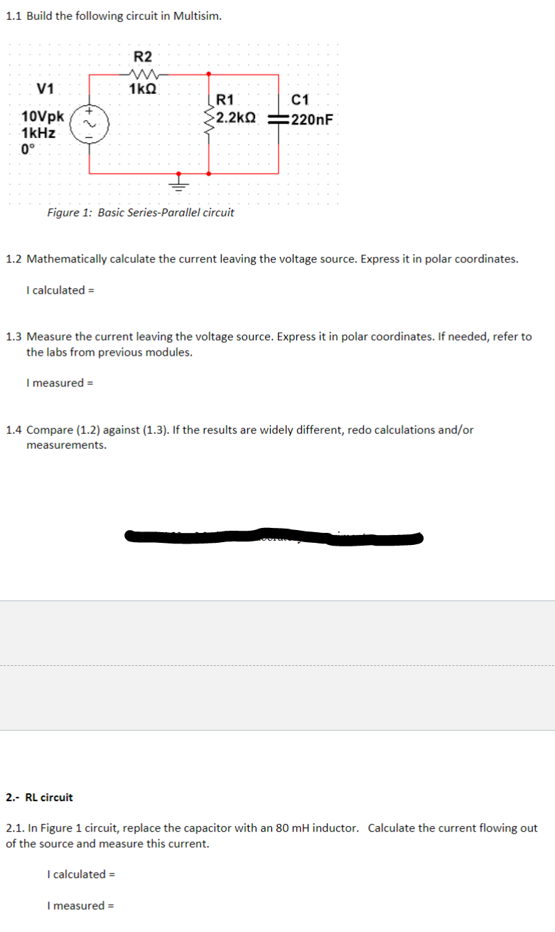 Solved RL circuit2.1. ﻿In Figure 1 ﻿circuit, replace the | Chegg.com
