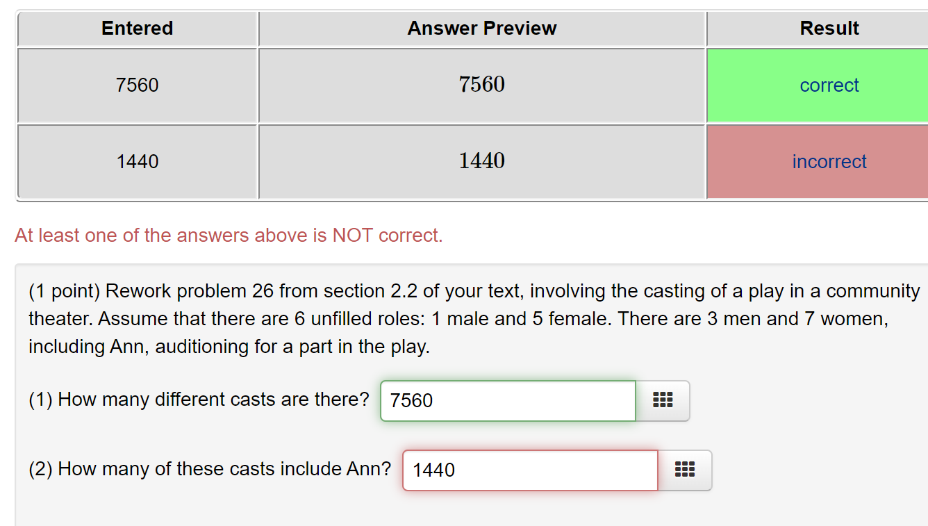 At least one of the answers above is NOT correct. (1 | Chegg.com