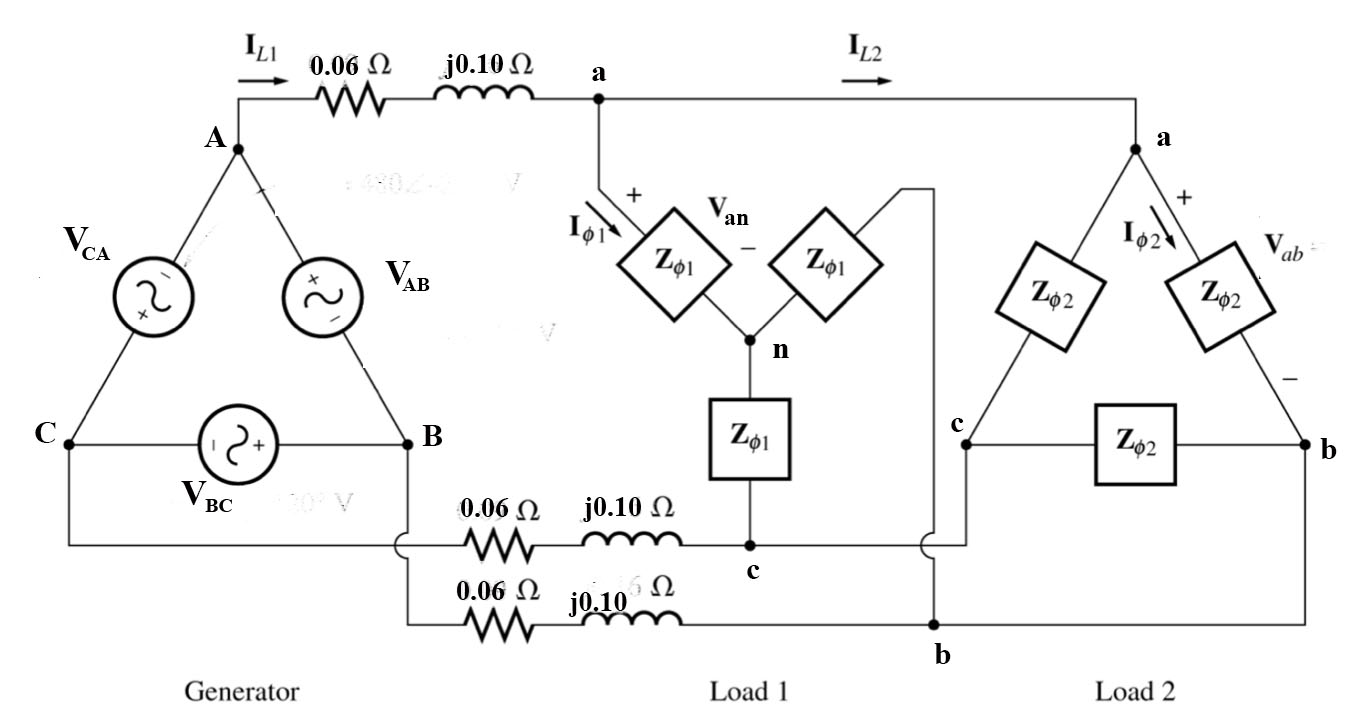 Solved This three-phase system is balanced, operates at 60 | Chegg.com