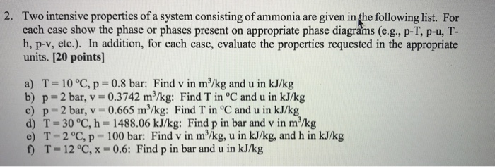 Solved 2. Two intensive properties of a system consisting of | Chegg.com