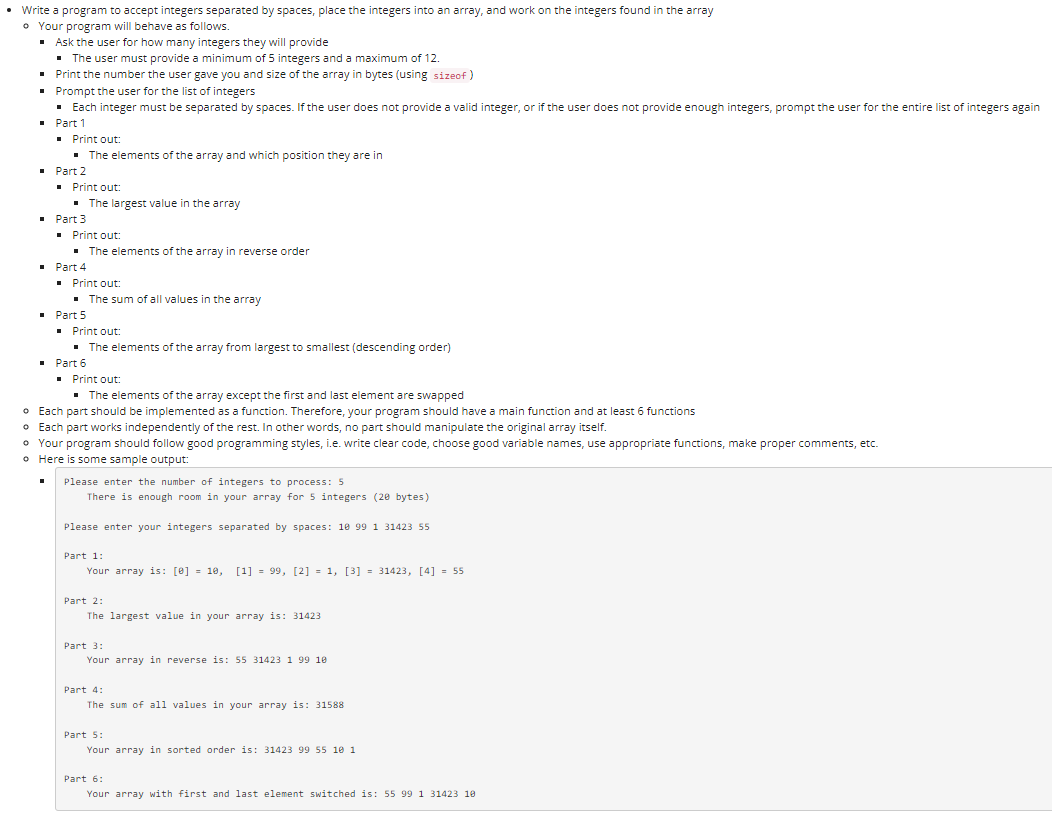 Solved - Write a program to accept integers separated by | Chegg.com