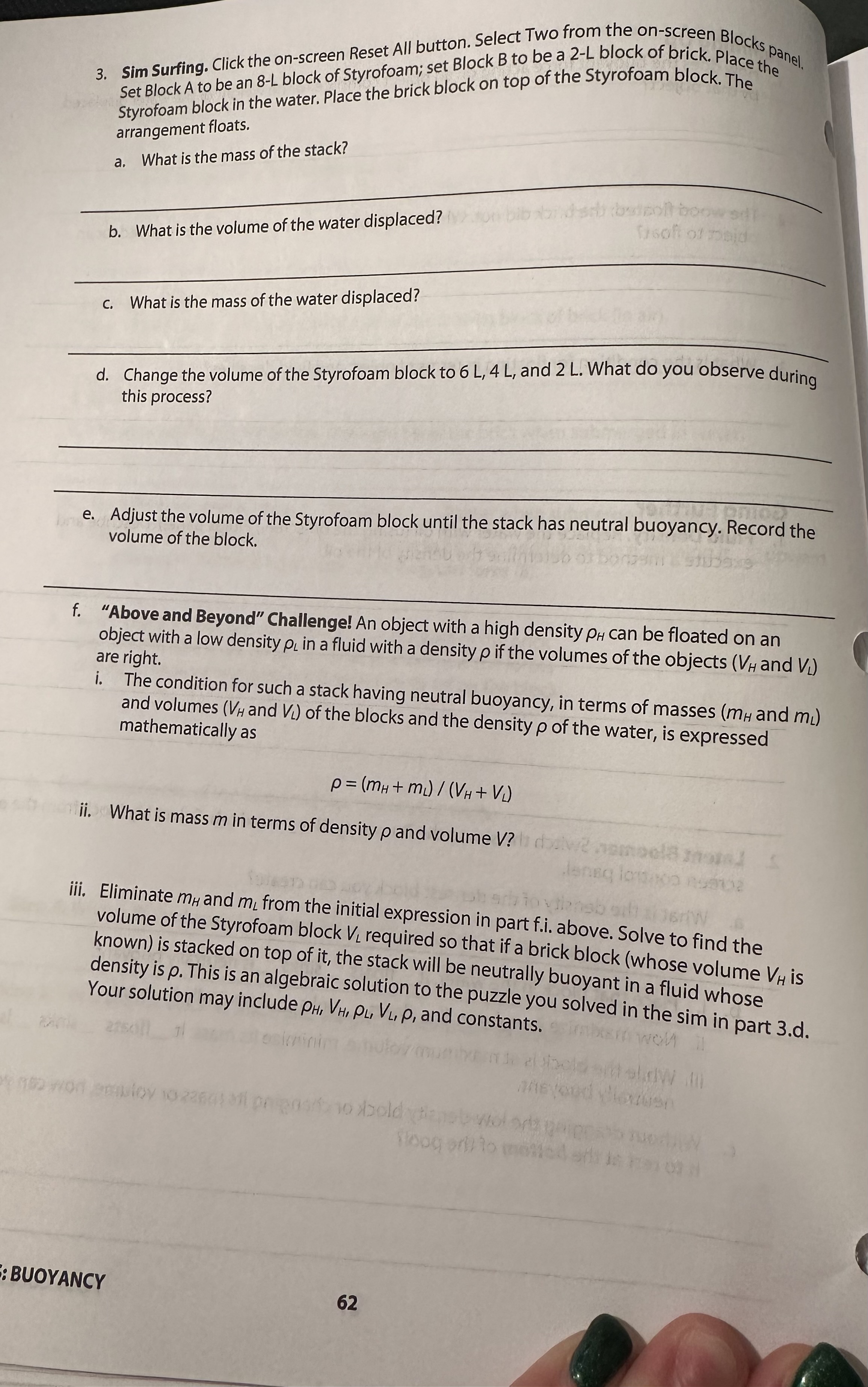 Solved Mechanics Buoyancy and Flotation Simulation Pool | Chegg.com