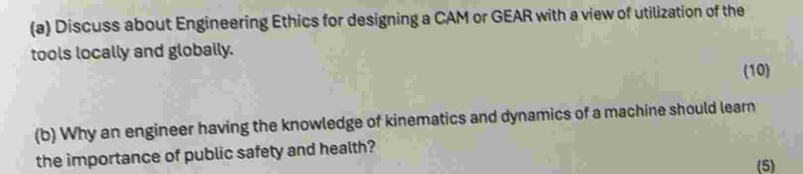 Solved (a) ﻿Discuss about Engineering Ethics for designing a | Chegg.com