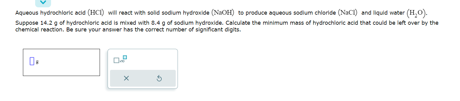 Solved Aqueous hydrochloric acid (HCl) will react with solid | Chegg.com