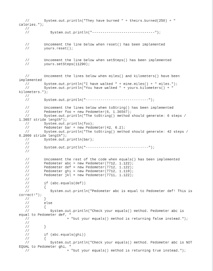 // This is a test/driver program for the Pedometer | Chegg.com