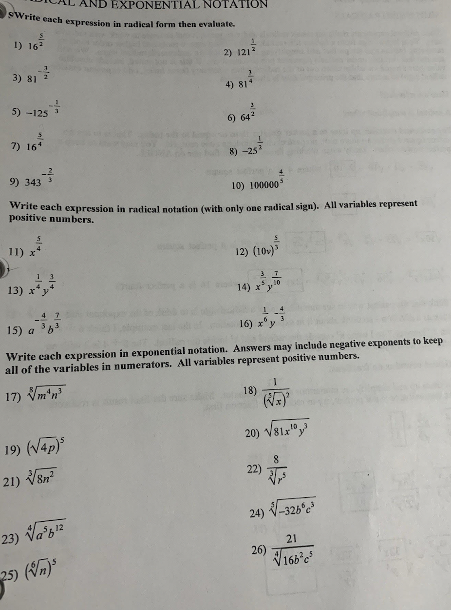 Solved ND EXPONENTIAL NOTATION SWrite each expression in | Chegg.com