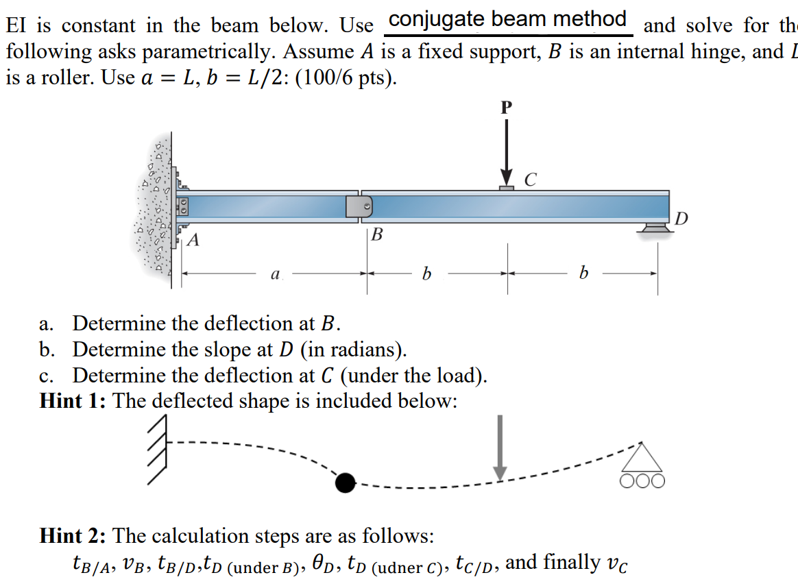 Solved EI is constant in the beam below. Use conjugate beam | Chegg.com